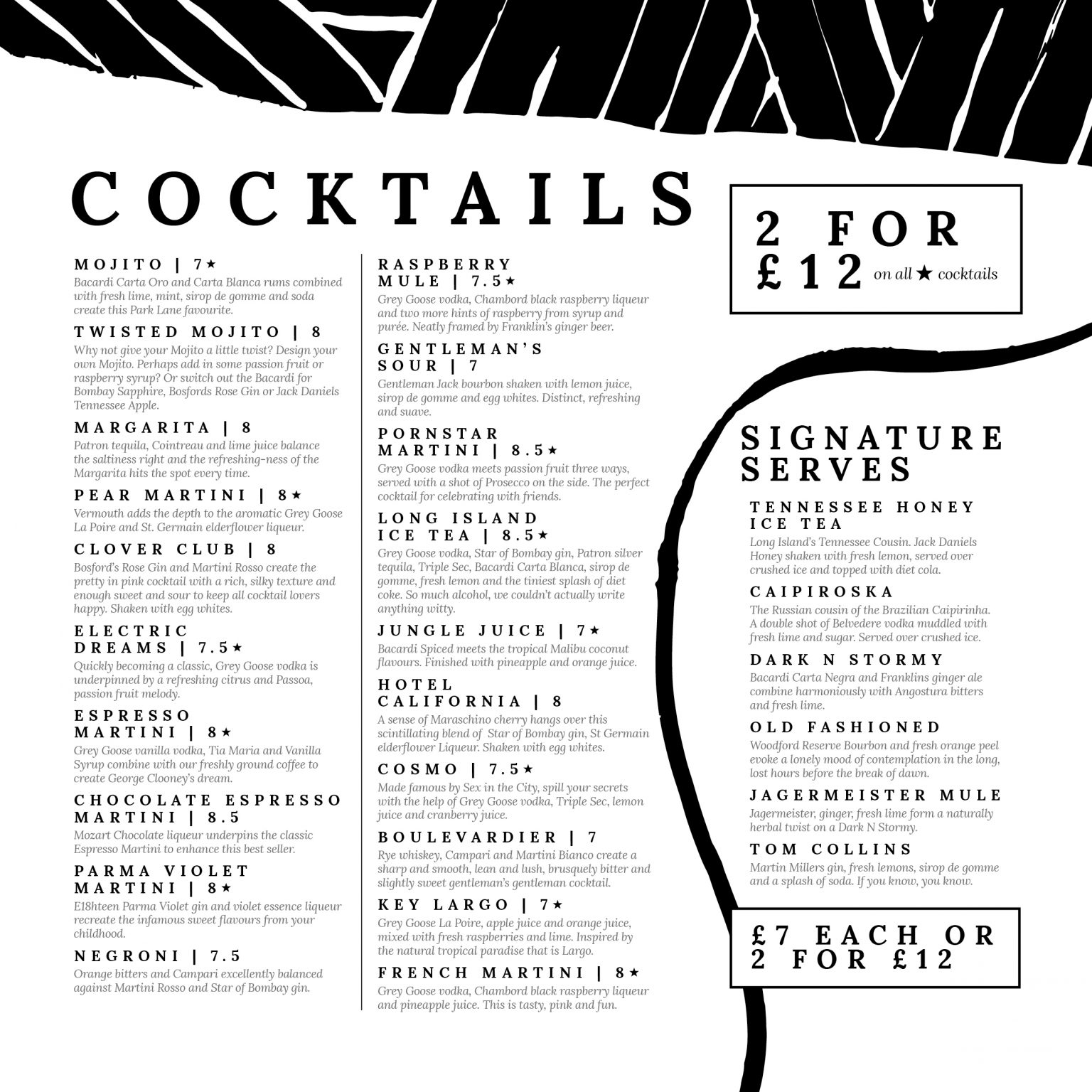 Park Lane | Menu - Park Lane